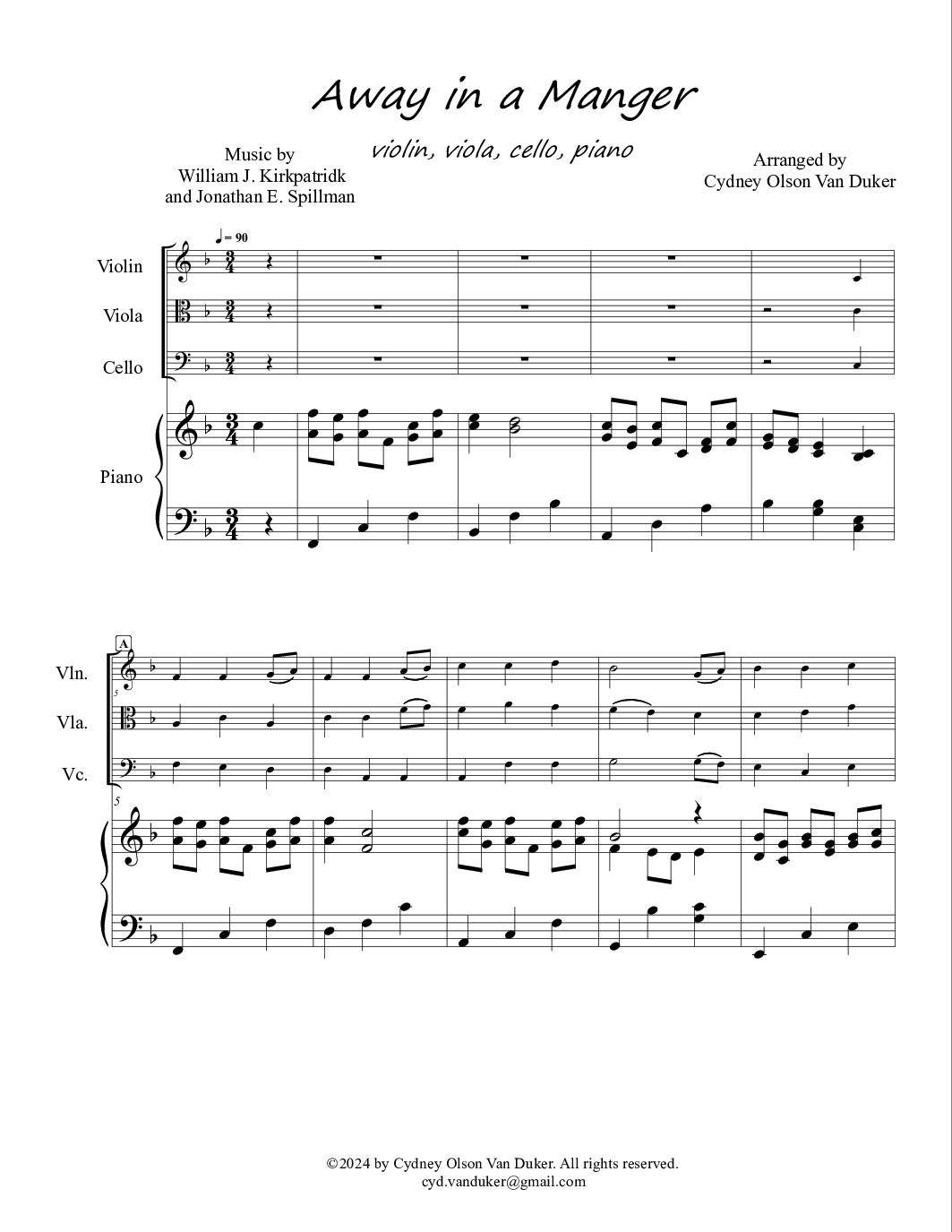 Away In a Manger-Away in a Manger (by Cydney Olson Van Duker -- Cello ...
